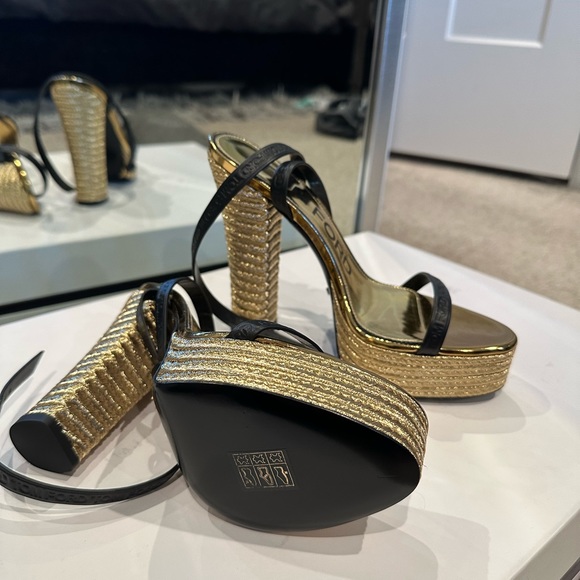 Tom Ford Shoes Tom Ford Metallic Rope Anklestrap Platform Heels